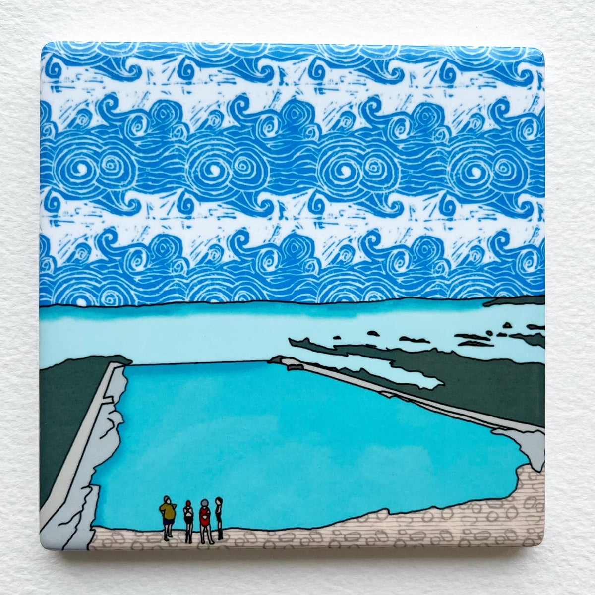Pittenweem Tidal Pool Ceramic Coaster – Dibujo Design